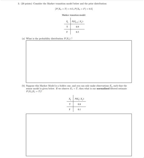solved 3 20 points consider the markov transition model