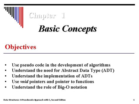 Chapter Basic Concepts Objectives Use Pseudo Code