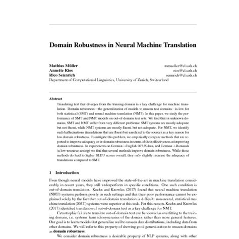 domain robustness in neural machine translation acl anthology