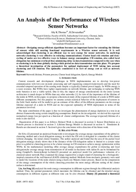 pdf an analysis of the performance of wireless sensor networks