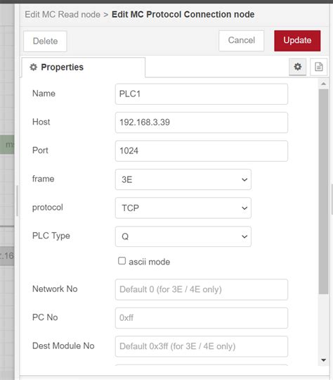 Mitsubishi Mc Protocol Read Node Not Connected Or Timeout Industrial