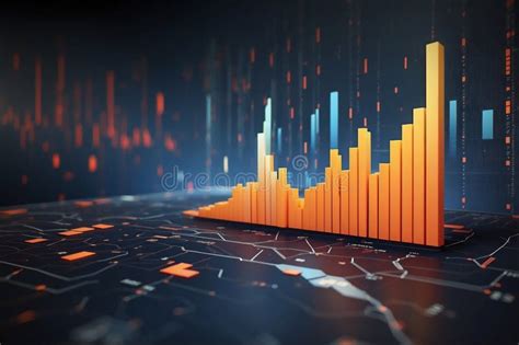 A Futuristic Bar Graph Or Stock Chart Rendered Against A Dark Digital