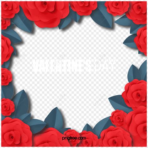 빨간 장미 꽃 일러스트 발렌타인 테두리장미 경계붉은 장미 Png 일러스트 무료 다운로드 Lovepik