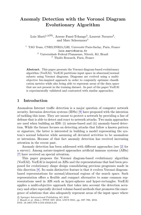 Pdf Anomaly Detection With The Voronoi Diagram Evolutionary Algorithm