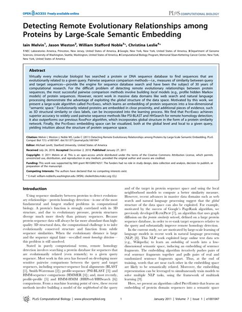 Pdf Detecting Remote Evolutionary Relationships Among Proteins By