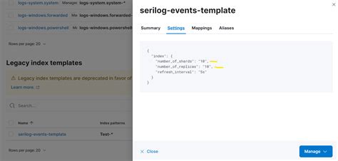 the serilog events template index pattern doesn t match the index name