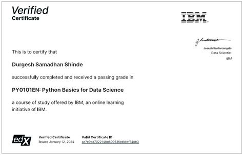 completed python course by ibm durgesh shinde posted on the topic