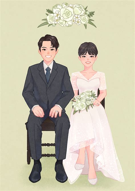 청첩장 일러스트 커미션 On Behance