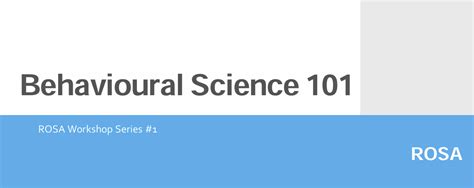 Behavioural Science 101 Knowledge