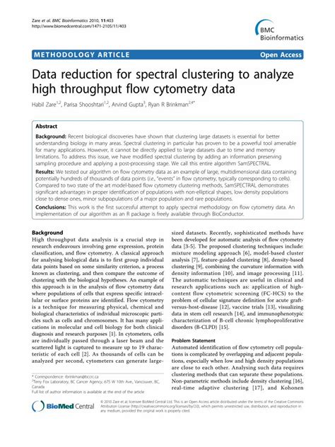 pdf data reduction for spectral clustering to analyze high throughput