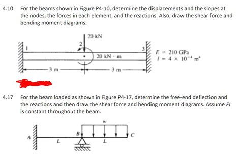 4 10 For The Beams Shown In Figure P4 10 Determine The Displacements And The Slopes At The