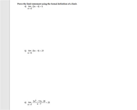 Solved Prove The Limit Statement Using The Formal Definition Solved Prove The Limit Statement Using The Formal Definition