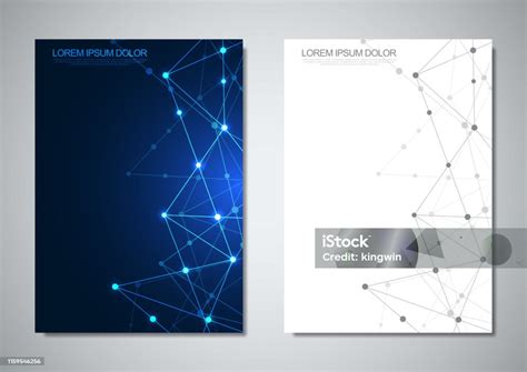 Templat Brosur Atau Desain Sampul Teknologi Digital Dengan Latar Belakang Plexus Dan Ruang Untuk