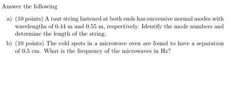 solved answer the following a 10 points a taut string