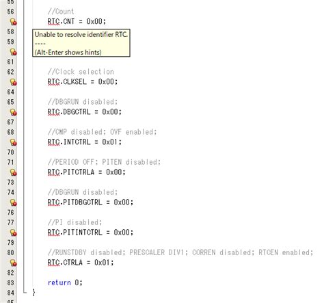 Mplab Xのmccで自動生成したコードがエラーになる。 Unable To Resolve Identifier