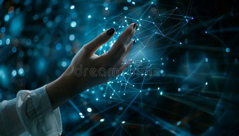 Digital Neural Networkbusiness Woman Hand Touching Introduction Of Artificial Intelligence