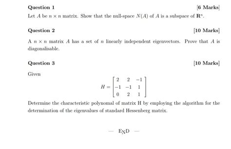 Solved Question Marks Let A Be Nn Matrix Show That Chegg