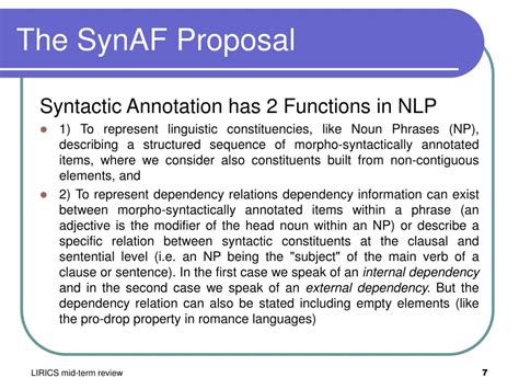 Ppt Lirics Wp3 Morpho Syntactic And Syntactic Annotations Powerpoint