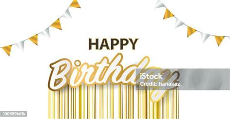 벡터 생일 축 하 파티 배너 골든 호 일 색종이 고 흰색과 반짝이 골드 금 금속에 대한 스톡 벡터 아트 및 기타 이미지 금 금속 기념일 디자인 Istock