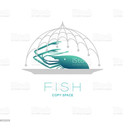 새우 낚시 그물 곡선 프레임 음식 덮개 모양에 접시 로고 아이콘 설정 디자인 그림 물고기 텍스트와 복사 공간 흰색 배경에 고립 강에 대한 스톡 벡터 아트 및 기타 이미지