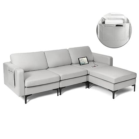 Costway Convertible Sectional Sofa L Shaped 3 Seat Sofa Couch W