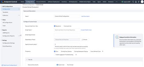 execute custom scripts computer configuration manageengine endpoint central