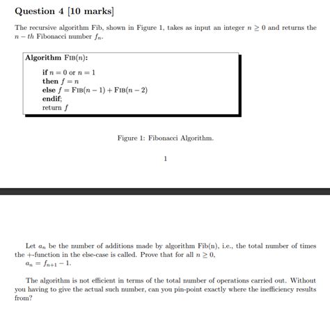 Solved Question Marks The Recursive Algorithm Fib Chegg Com