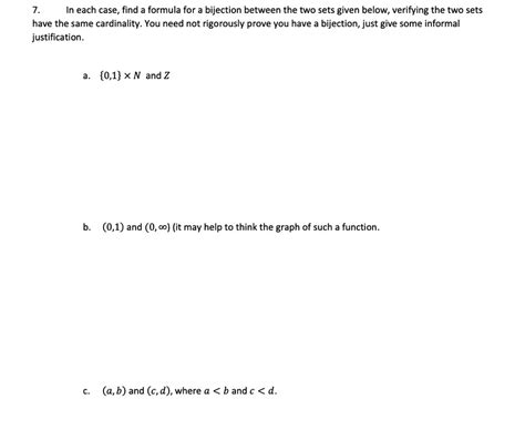 solved in each case find a formula for a bijection between the two