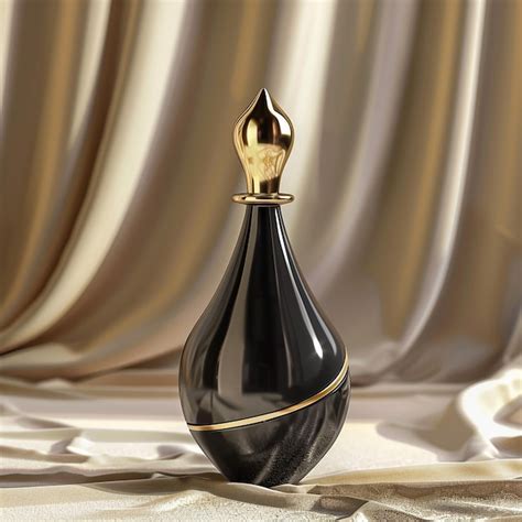 Premium Photo A Black And Gold Perfume Bottle With A Gold Stripe