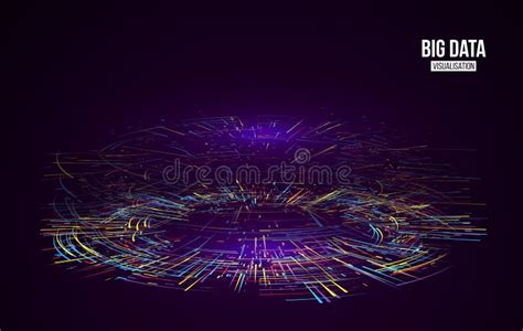 Big Data Visualization Abstract Background With Lines Array And Binary Code Stock Vector