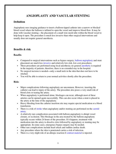 Angioplasty And Vascular Stenting Pdf Interventional Radiology