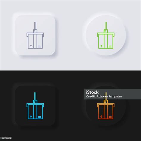 크레인 아이콘 세트 웹 디자인을 위한 다색 Neumorphism 버튼 소프트 Ui 디자인 응용 프로그램 Ui 등이 있는 상자 로딩 버튼 벡터 3차원 형태에 대한 스톡 벡터
