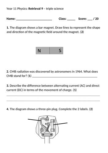 Retrieval Practice Activities Full Set Edexcel 9 1 Gcse Physics Revision Teaching Resources