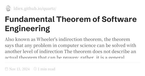 Fundamental Theorem Of Software Engineering