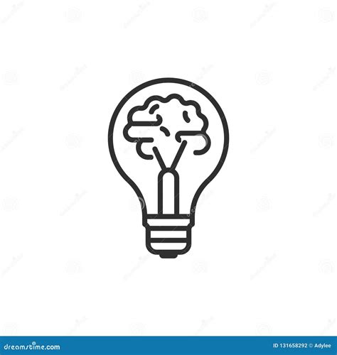 Light Bulp And Brain Icon Vector Creative Idea Stock Photo Illustration Of Linear Bulb