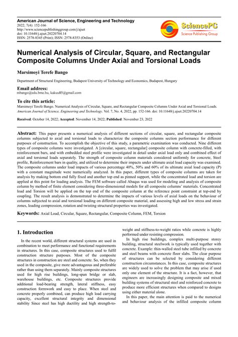Pdf Numerical Analysis Of Circular Square And Rectangular Composite Columns Under Axial And
