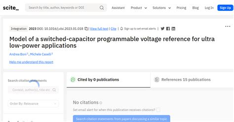 Citation Report Model Of A Switched Capacitor Programmable Voltage Reference For Ultra Low