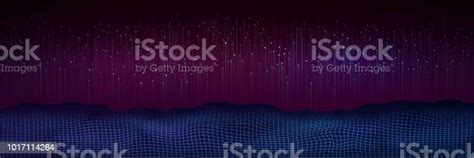 큰 데이터 시각화입니다 흐르는 입자와 추상 디지털 배경입니다 데이터 흐름의 미래 디자인입니다 가상현실에 대한 스톡 벡터 아트 및