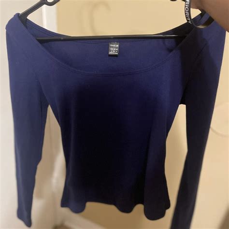Navy Blue Long Sleeve Top Worn Maybe Once Kinda Low Depop