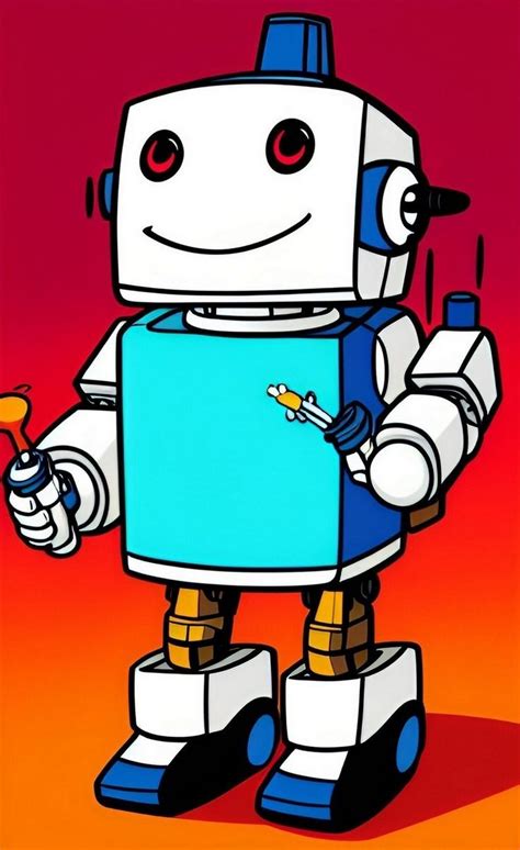 Веселый робот (рисует нейросеть) | Роботы, Картины, Рисунок