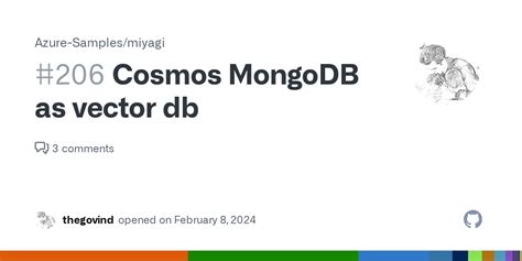 cosmos mongodb as vector db · issue 206 · azure samples miyagi · github