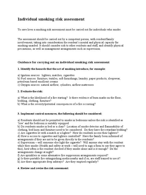 Individual Smoking Risk Assessment Pdf Risk Assessment Risk