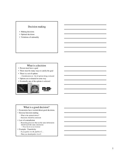 Lecture Slides On Decision Making Cognition Psy 355 Docsity
