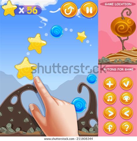 interface game design buttons set icons stock vector royalty free
