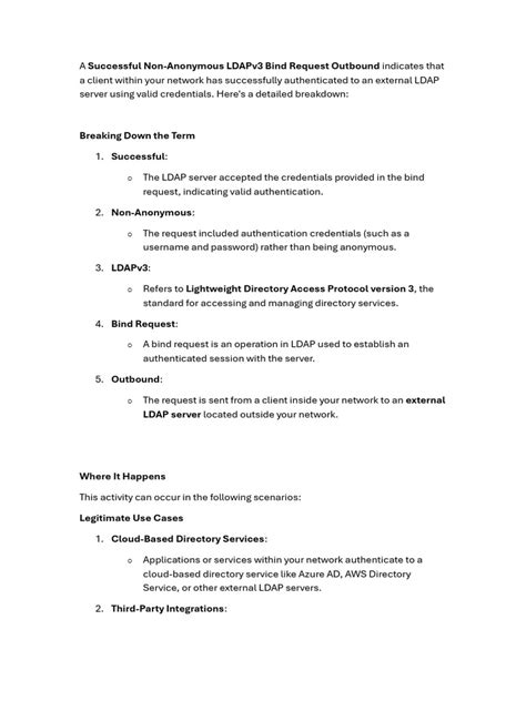 Successful Anonymous Ldap Bind Request Outbound Pdf Computer