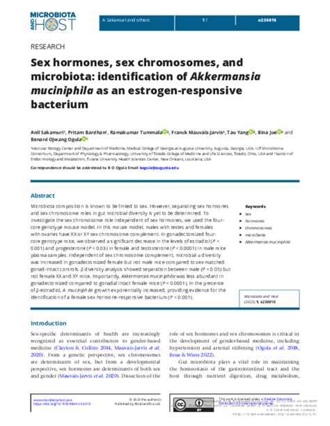 Pdf Sex Hormones Sex Chromosomes And Microbiota Identification Of