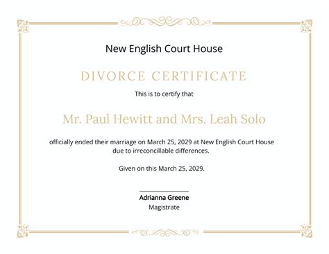 Simple Divorce Certificate Template Edit Online Download Example Template Net