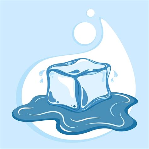 Premium Vector Isolated Abstract Melting Ice Cube In A Puddle Of