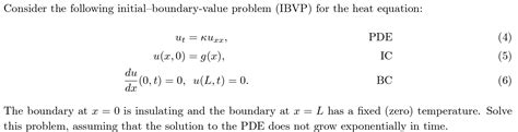 solved consider the following initial boundary value problem