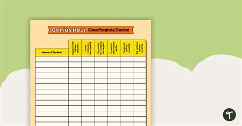 Genius Hour Class Progress Tracker Teach Starter Genius Hour Class Progress Tracker Teach Starter